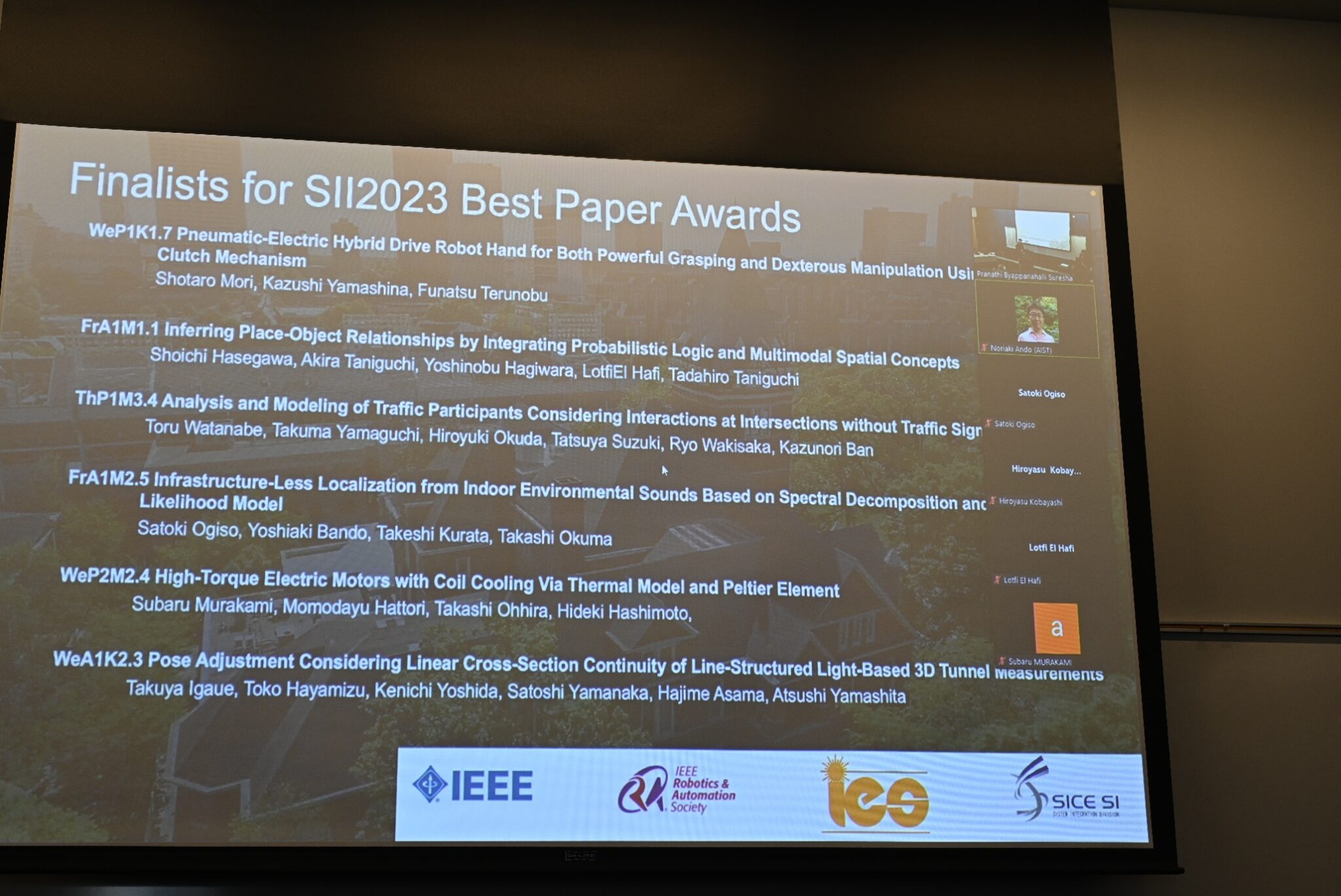 名古屋大学大学院工学研究科 機械システム工学専攻 機械知能学講座 モビリティシステムグループSICE SII 2023 Best paper award finalistに選ばれました
